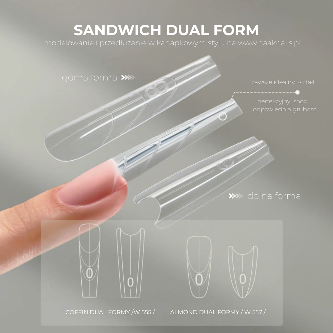 SANDWICH DUAL FORM - KANAPKOWE DUAL FORMY ALMOND W557 NAAK NAILS